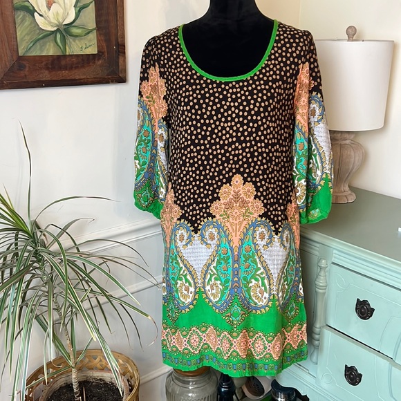 Just Funky | Dresses | Just Funky Whimsical 34 Sleeve Floral Mini Dress ...